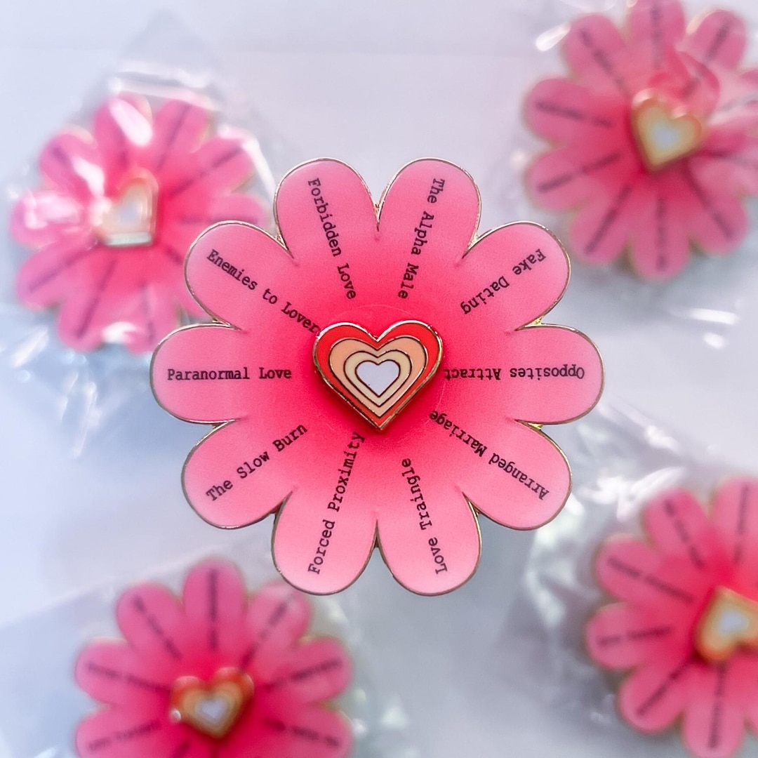 Romance Tropes Spinning Enamel Pin | Book Lover Gift - Etsy
