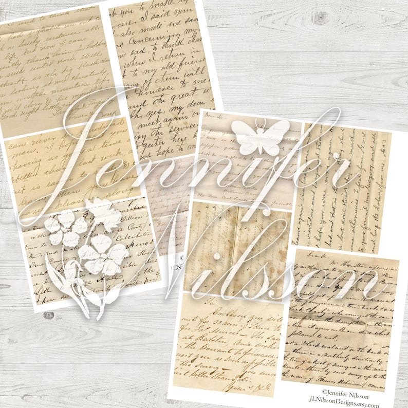 10 Printable Old Script Letter Snippets Antique Paper Pieces for ...