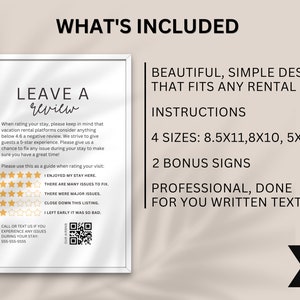 Airbnb Rating Sign, Air Bnb 5 Star Review, Airbnb Review Sign Printable ...