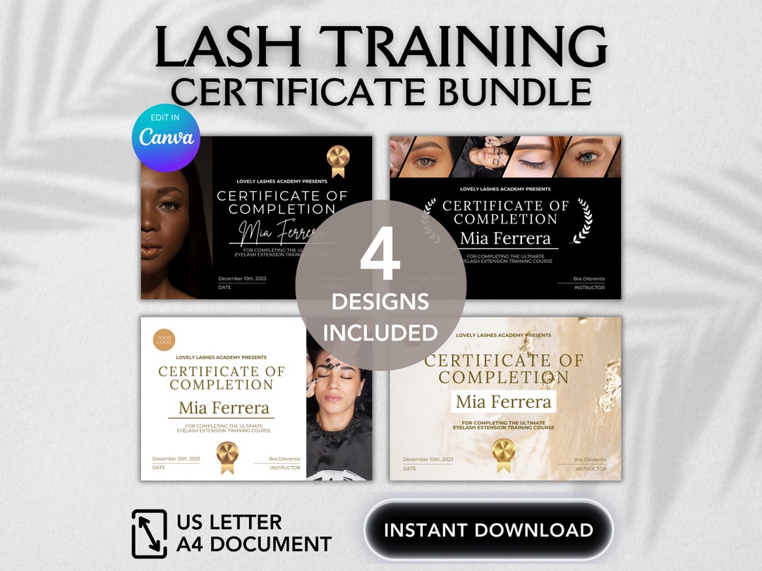 Lashes Course Certificate Bundle, Lash Tech Certificate, Training Award ...