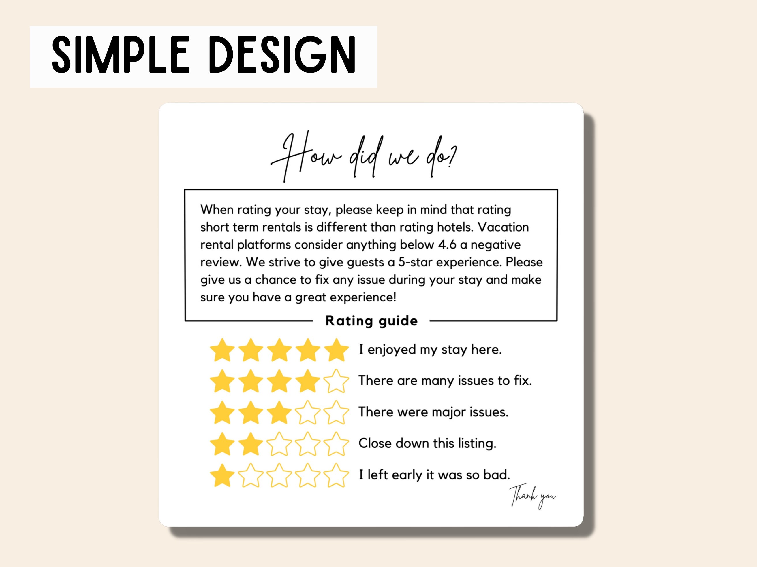 Rating Magnet, Airbnb Rating Magnet, Airbnb Signs, Vacation Rental ...