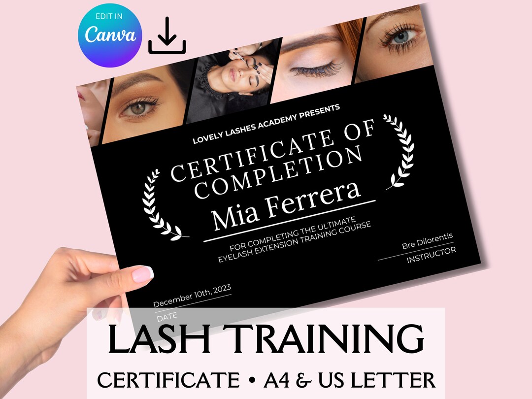 Lashes Course Certificate Luxury, Lash Tech Certificate, Eyelash ...