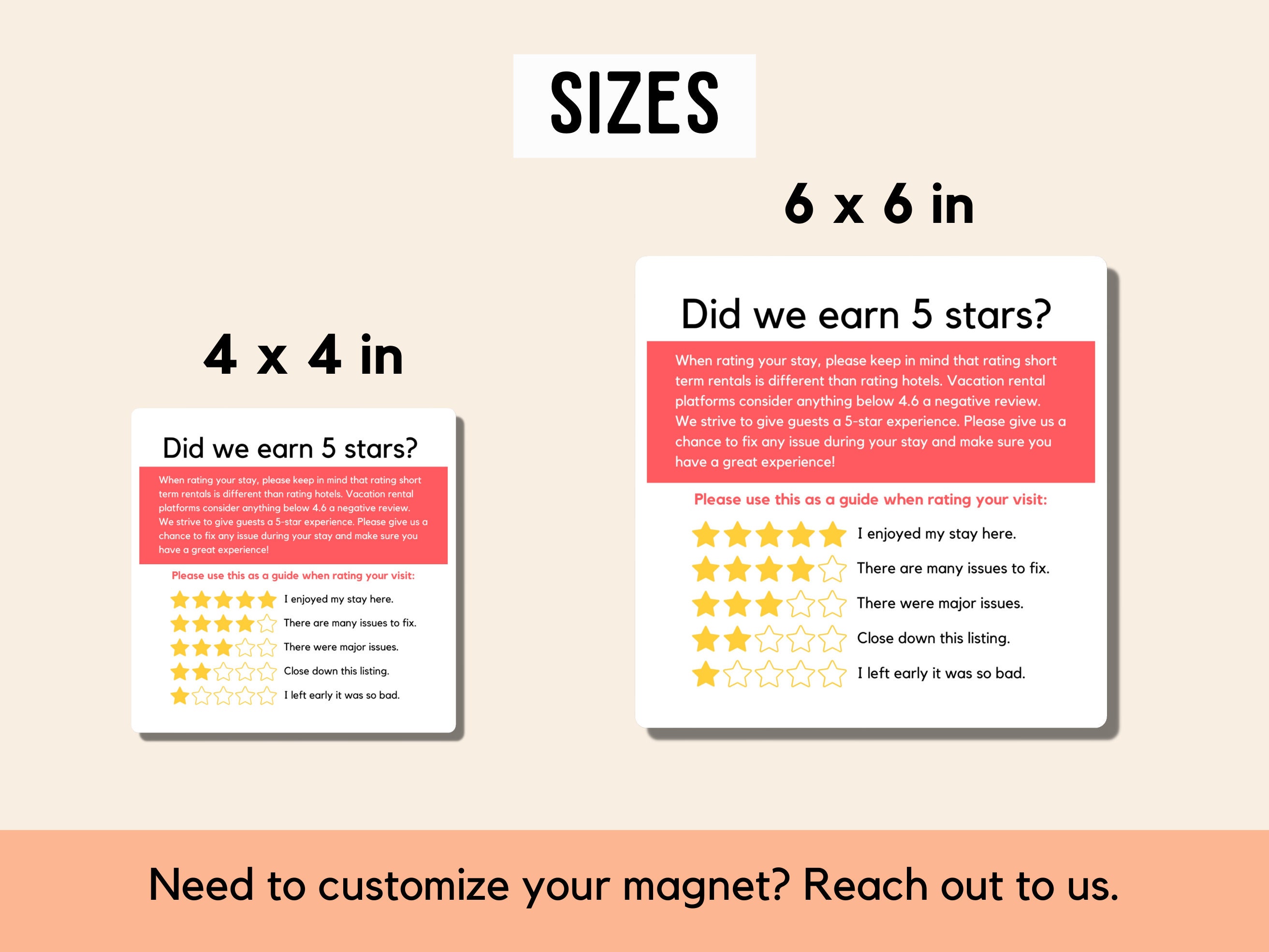 Airbnb Rating Magnet, Airbnb Signs, Vacation Rental, Leave a Review ...