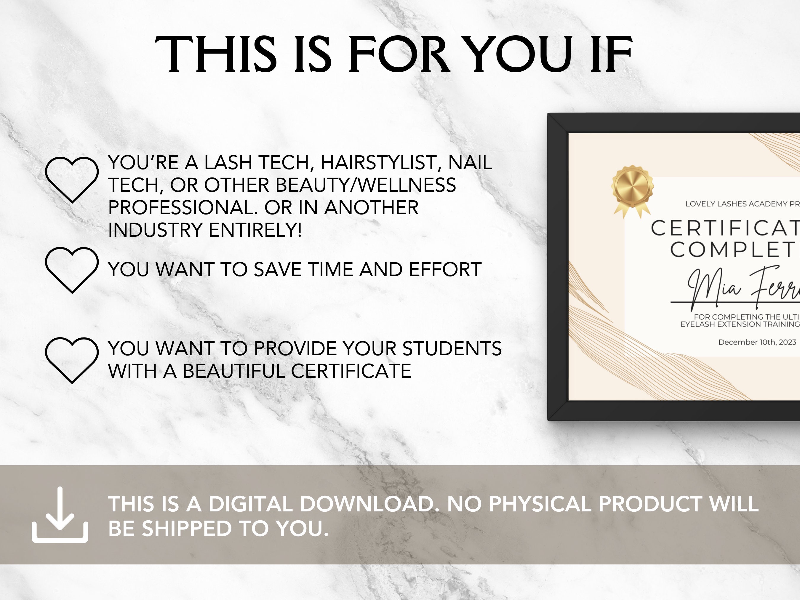 Elegant Lashes Course Certificate, Lash Tech Certificate, Eyelash ...