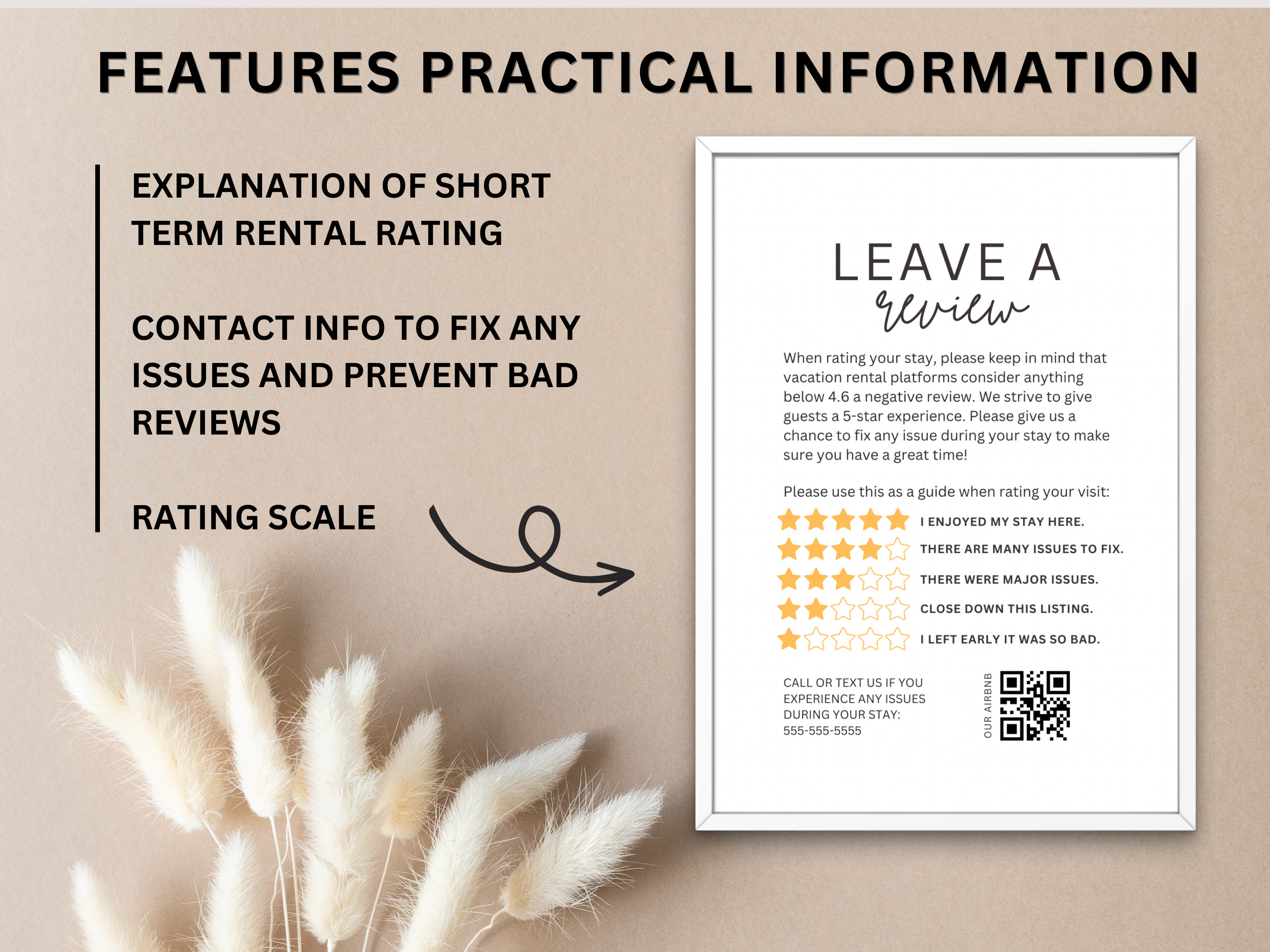 Airbnb Rating Sign Air Bnb 5 Star Review Airbnb Review Sign Printable Airbnb Star Rating