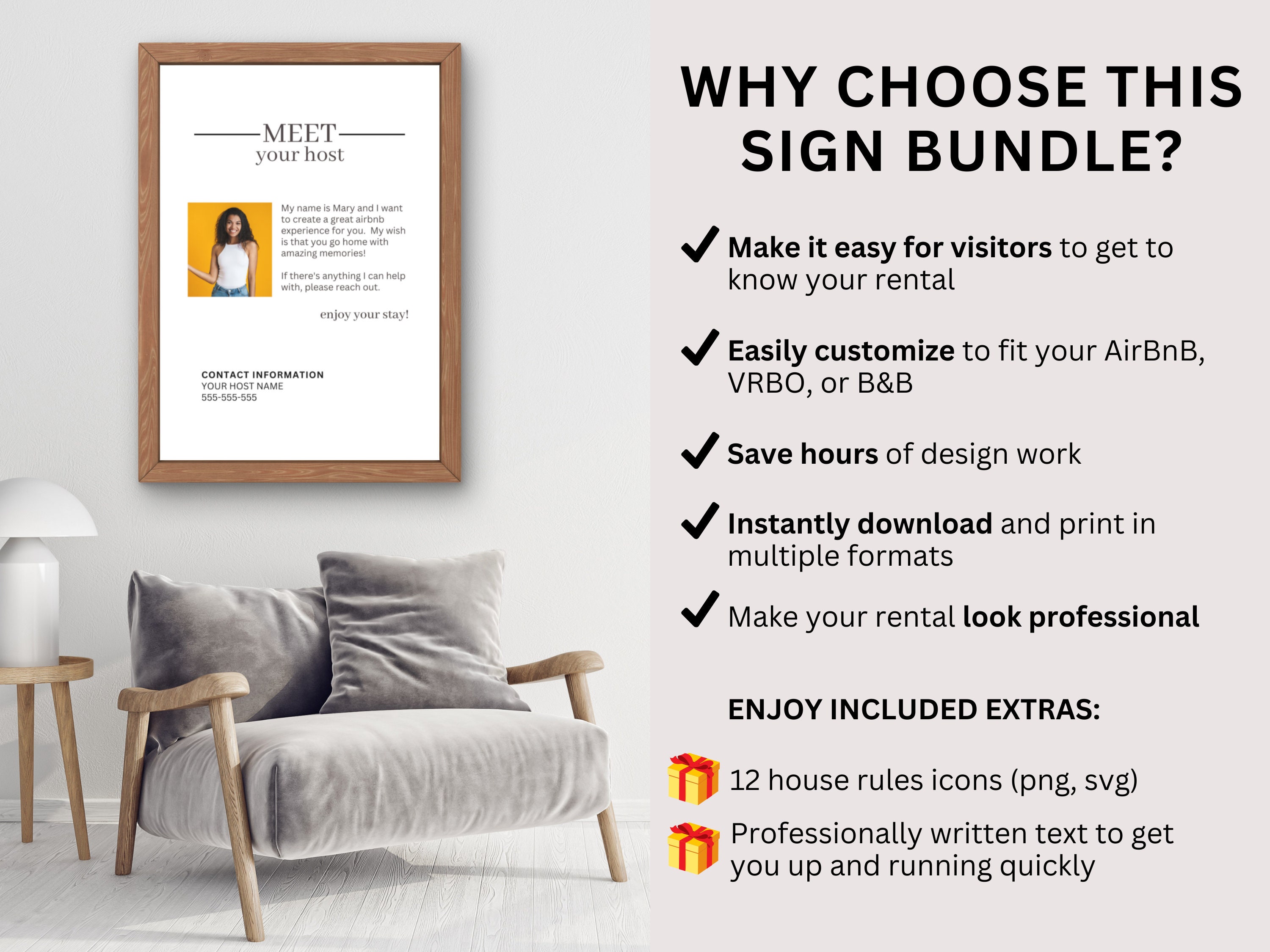 Airbnb Sign Bundle Template, Airbnb Must Haves, Signs Rental Home, Wifi ...