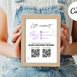 Lets Connect Sign, Social Media Sign Template, QR Code Sign, Editable ...