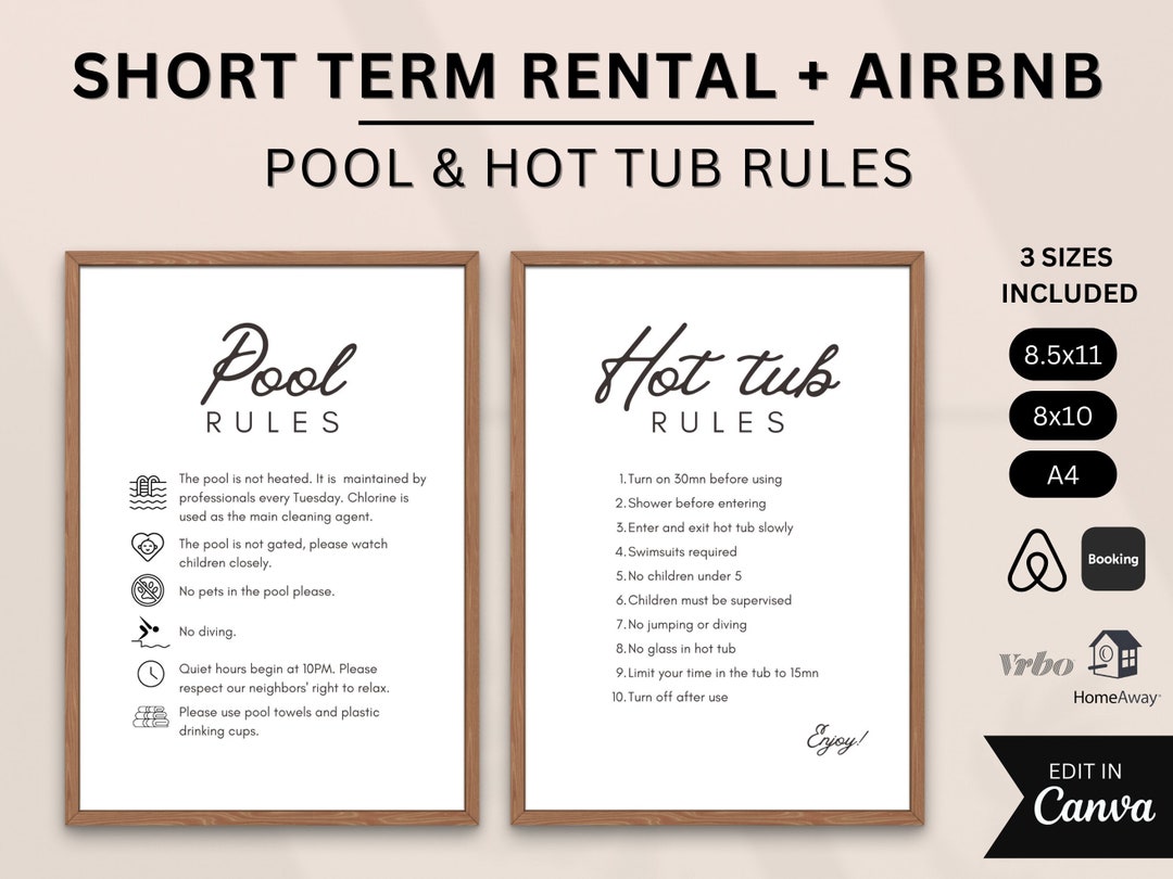 Airbnb Pool Rules, Airbnb Beach, VRBO Template, Editable Airbnb ...