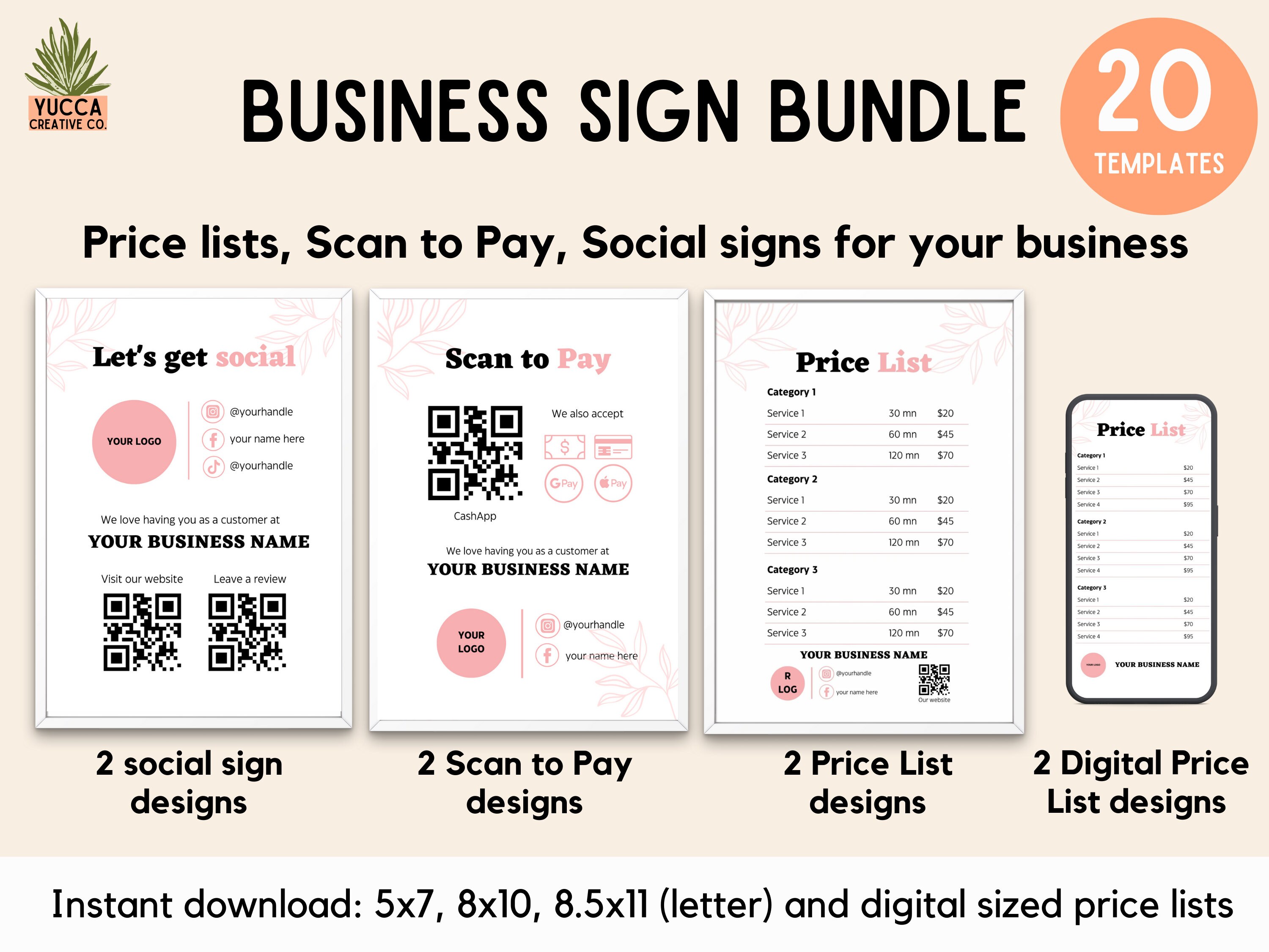 XL Business Sign Templates QR Code Sign Lets Be Friends - Etsy