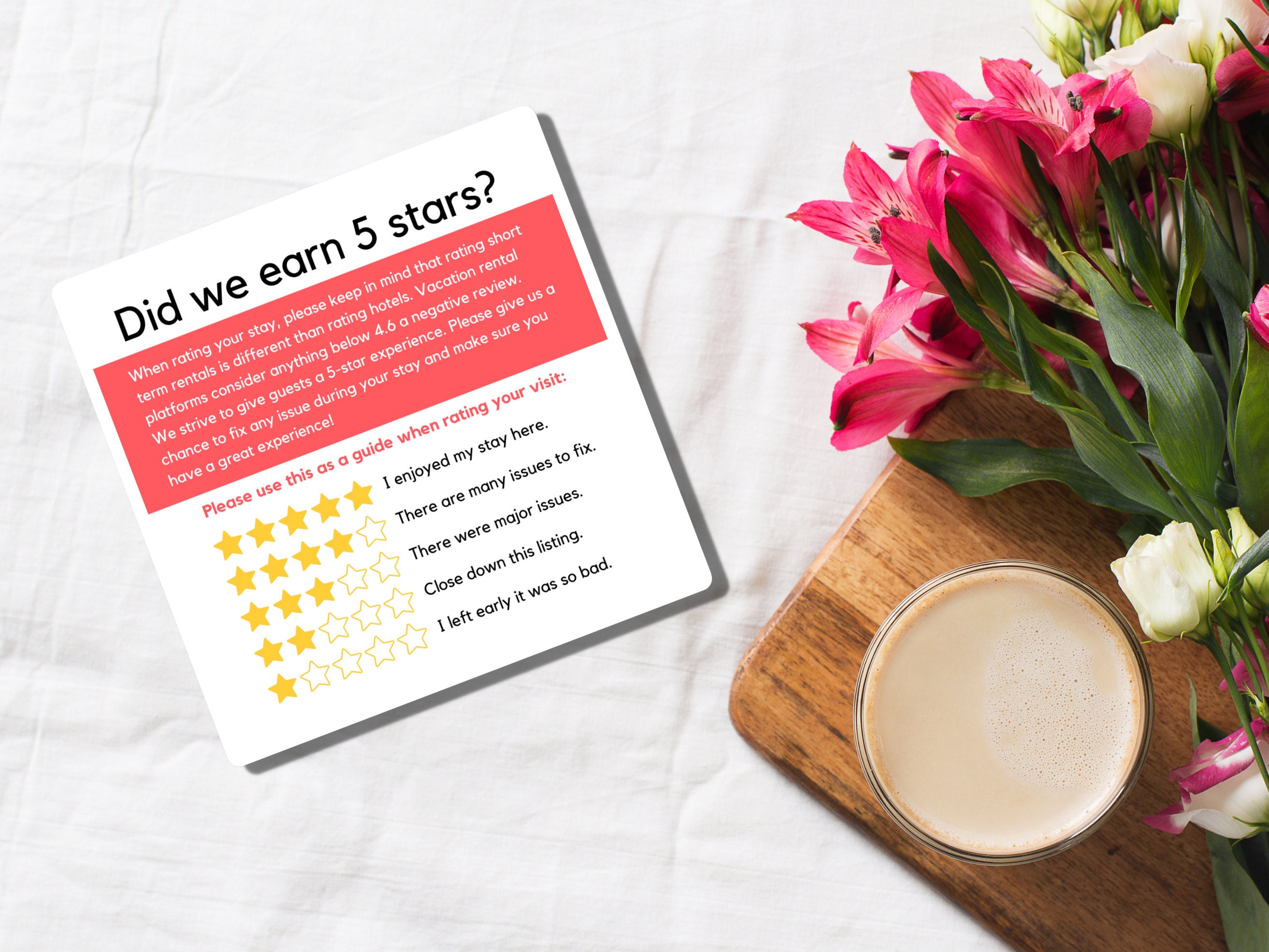 Airbnb Rating Magnet, Airbnb Signs, Vacation Rental, Leave a Review ...