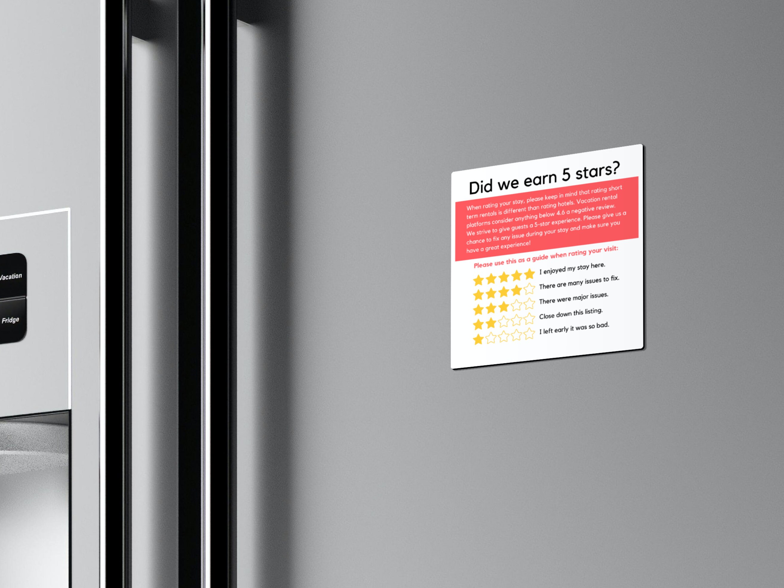 Airbnb Rating Magnet, Airbnb Signs, Vacation Rental, Leave a Review ...