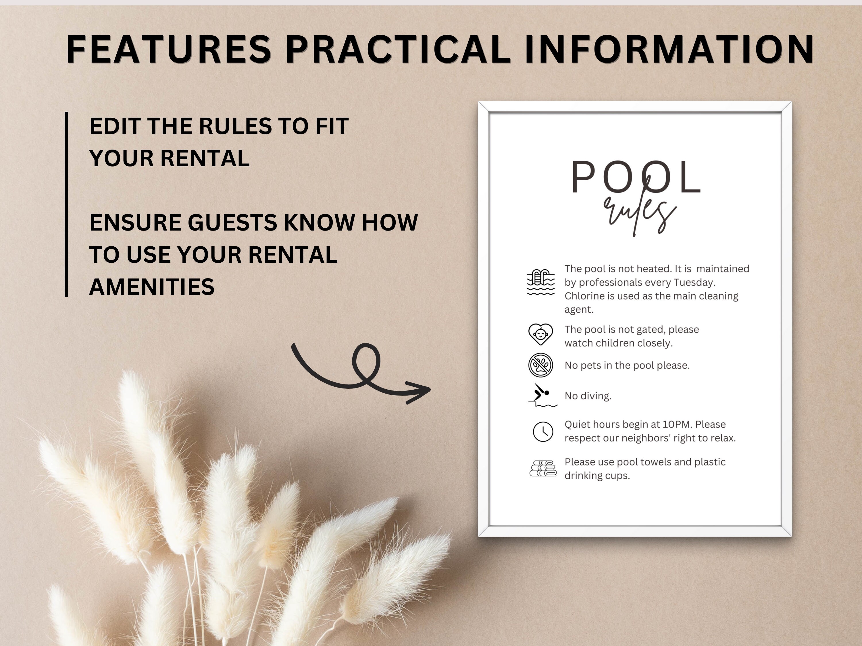 Airbnb Pool Rules, Airbnb Guidebook, VRBO Template, Editable Airbnb ...