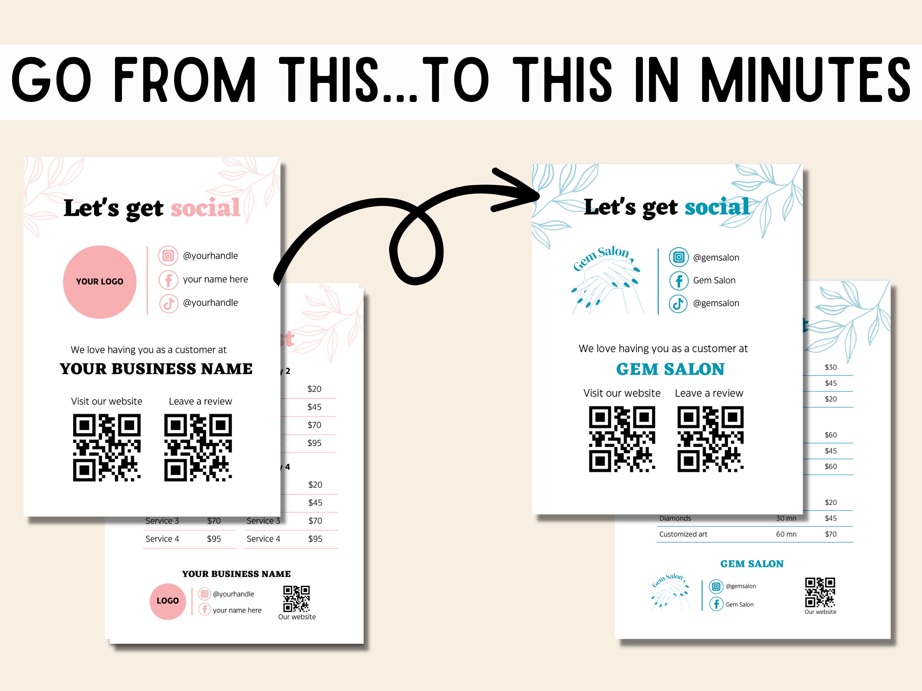 XL Business Sign Templates QR Code Sign Lets Be Friends - Etsy