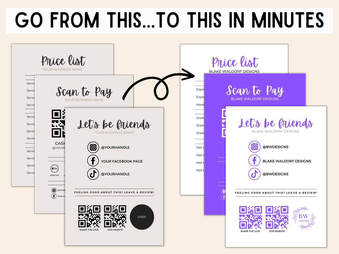 Business Sign Templates Bundle Social Media Sign Printable - Etsy