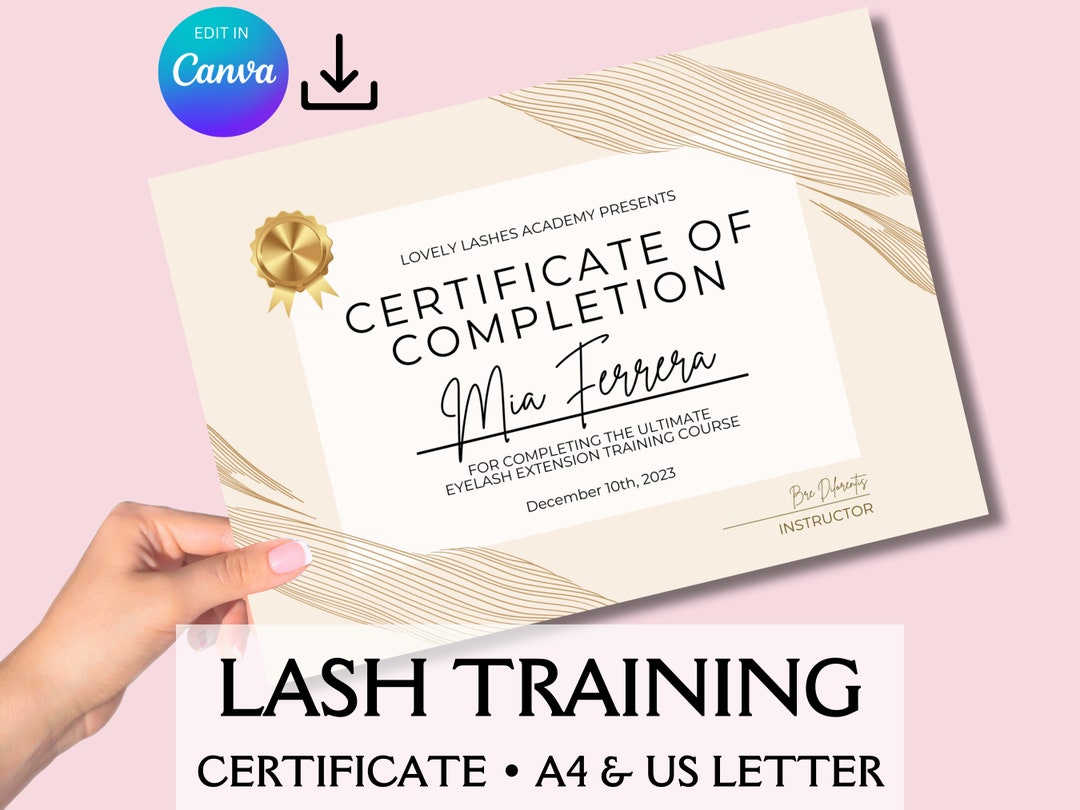 Elegant Lashes Course Certificate, Lash Tech Certificate, Eyelash ...