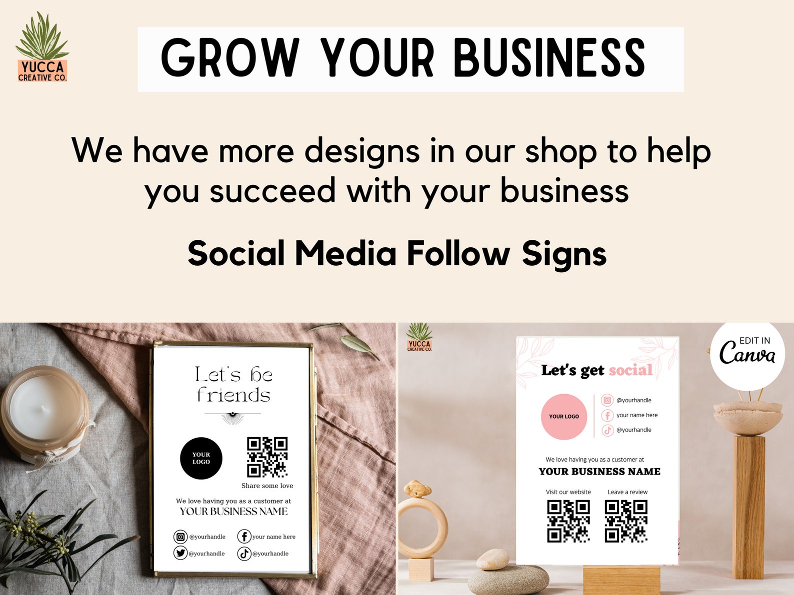 Lets Connect Sign, Social Media Sign Template, QR Code Sign, Editable ...