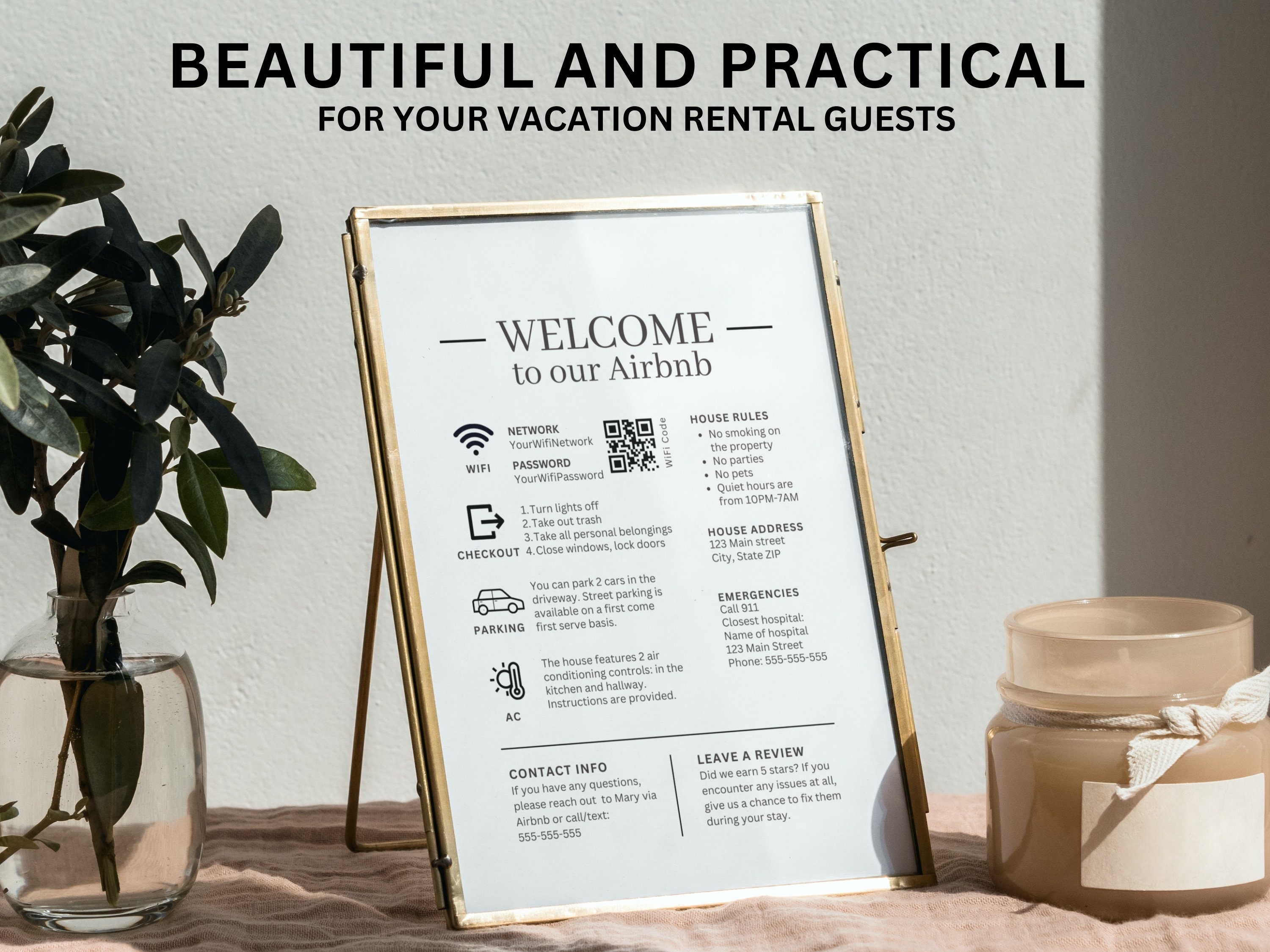 Airbnb Welcome Letter Template, 1 Page Airbnb Welcome, Welcome Sign for ...