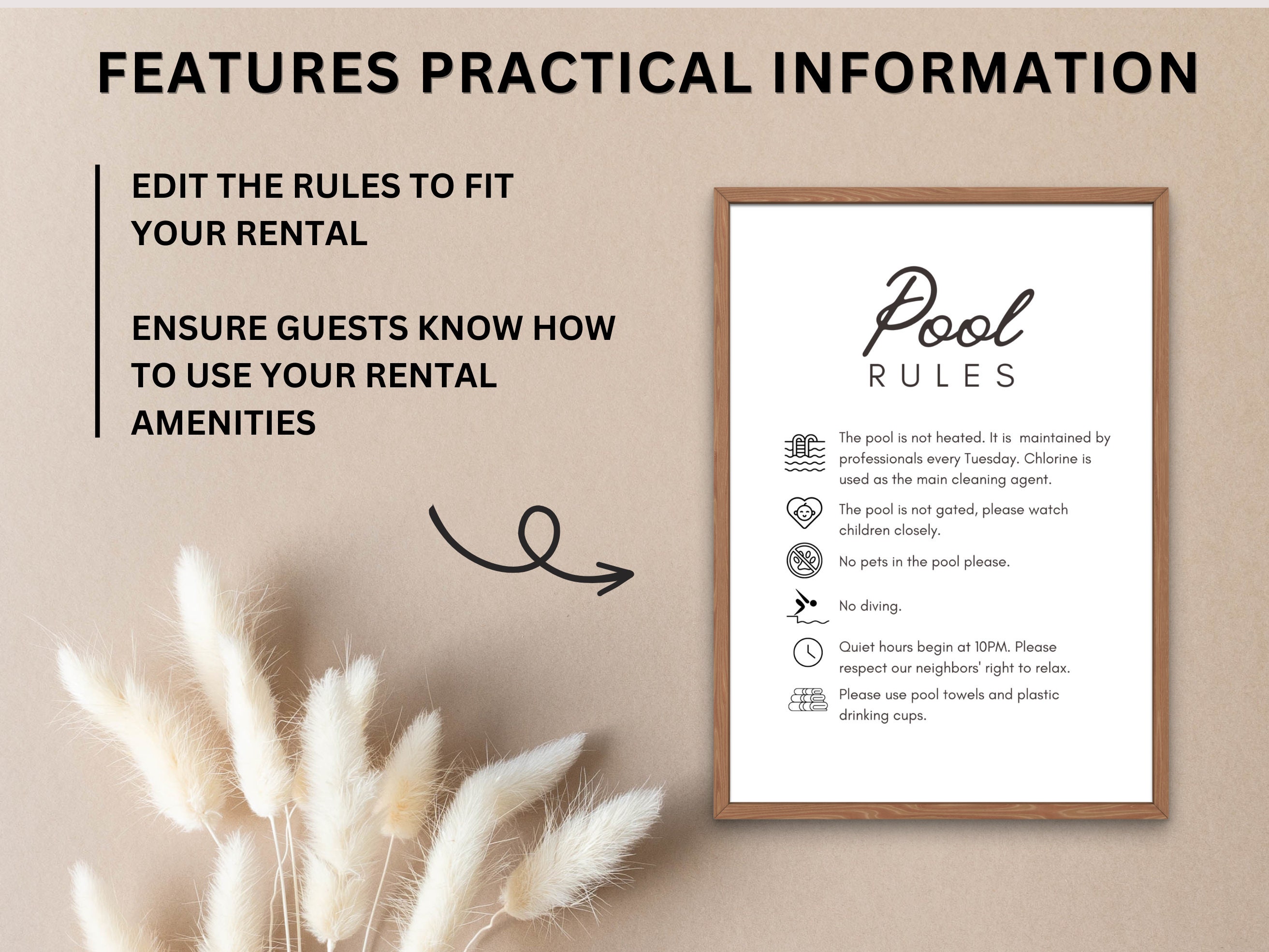 Airbnb Pool Rules, Airbnb Beach, VRBO Template, Editable Airbnb ...