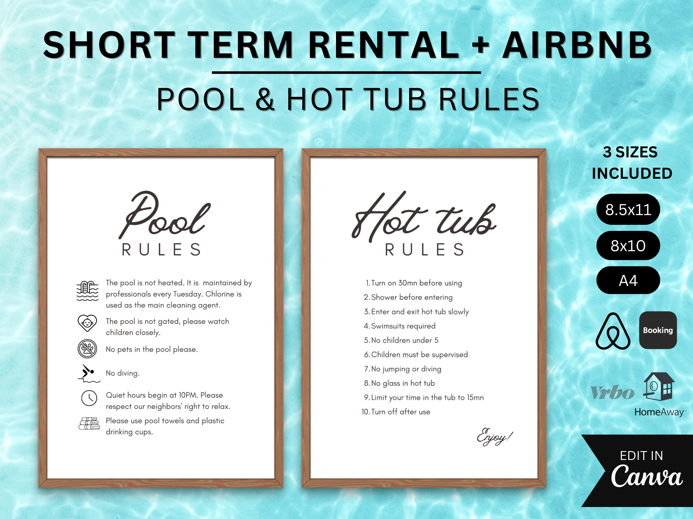 Airbnb Pool Rules, Airbnb Beach, VRBO Template, Editable Airbnb ...