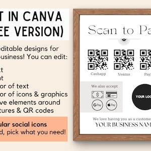 Scan to Pay Sign, Editable QR Code Sign, Scan to Pay Template, QR Code ...