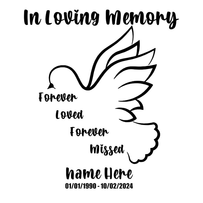 In Loving Memory of Dove Vinyl Decal, Custom in Loving Memory Sticker ...