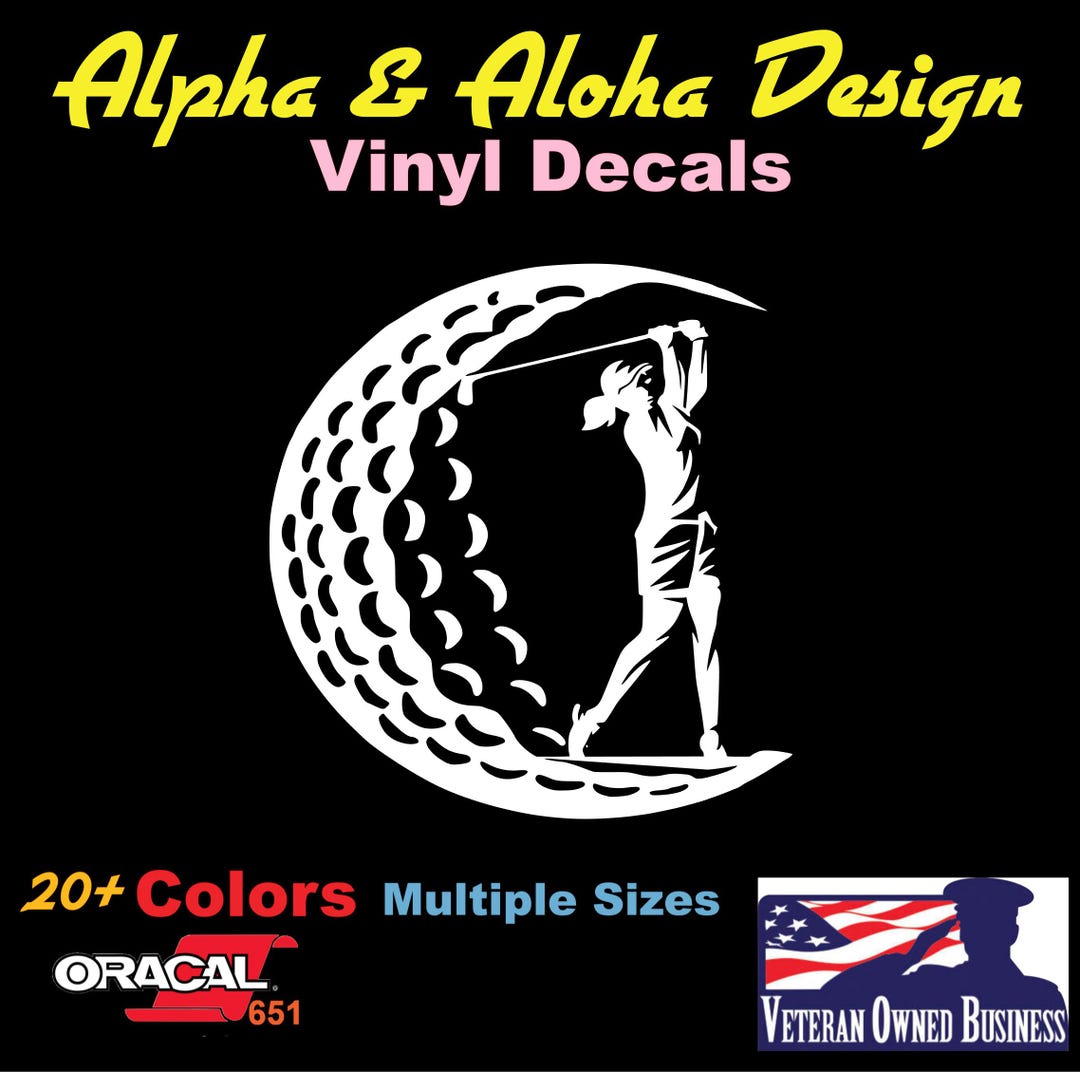 Female Golfer Golf Ball, Vinyl Decal/sticker, Car Decal, Sports Decal ...