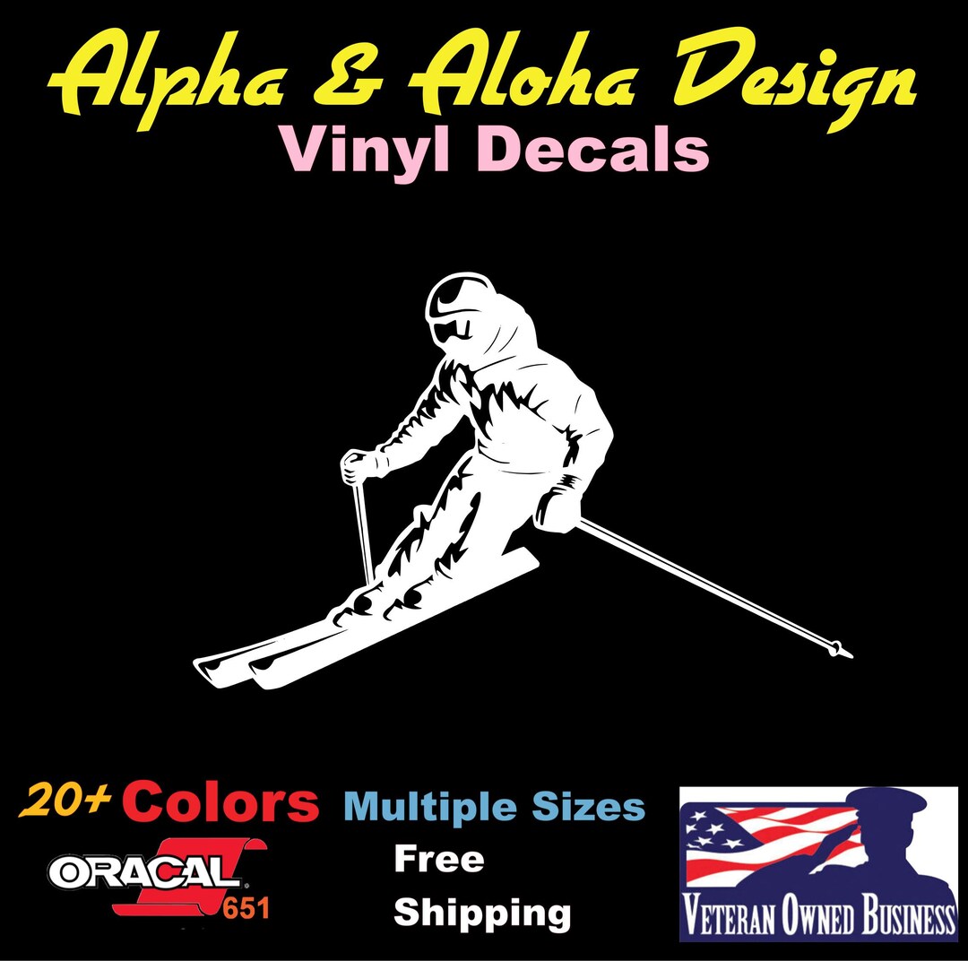 Male Snow Ski Decal, Skier Decal , Skiing Decal, Skier Sticker Car ...