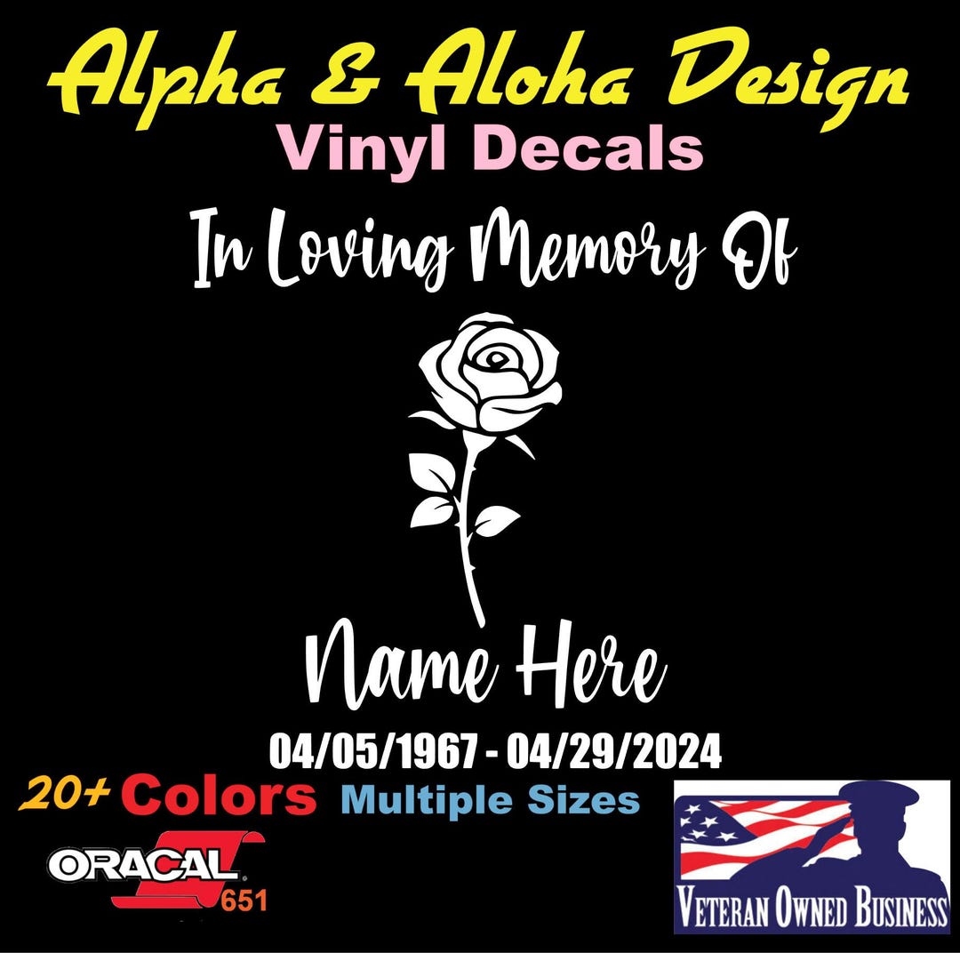 In Loving Memory of Rose Vinyl Decal, Custom in Loving Memory Sticker ...