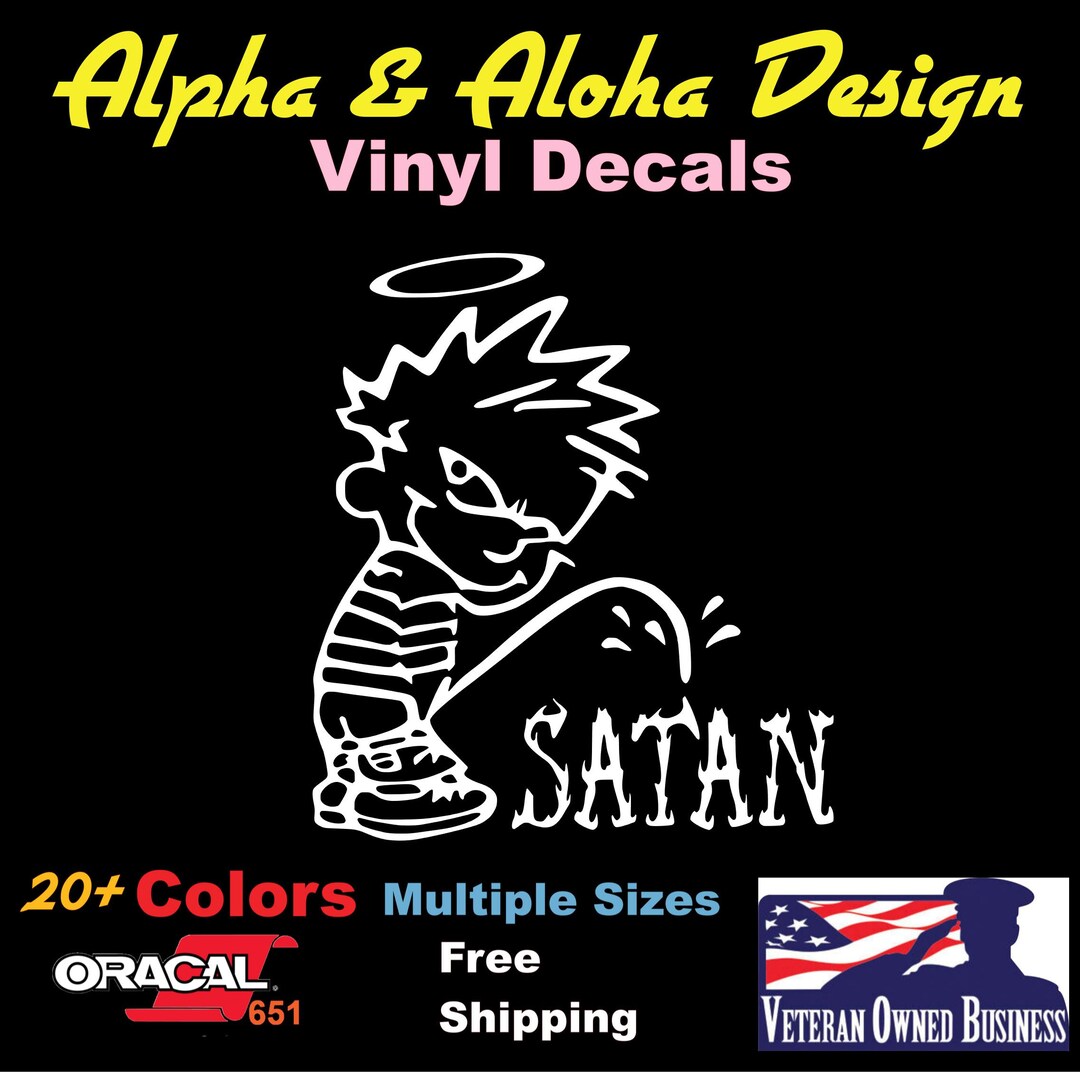 Calvin Peeing on Satan Vinyl Decal Sticker Car Laptop Multi Color and ...