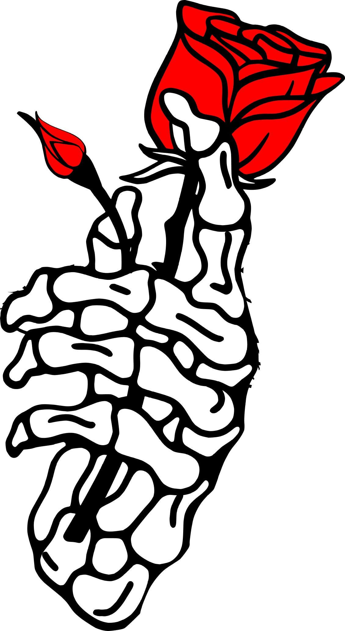 2 Color Skeleton Hand With Red Rose Vinyl Decal Sticker Car Laptop ...