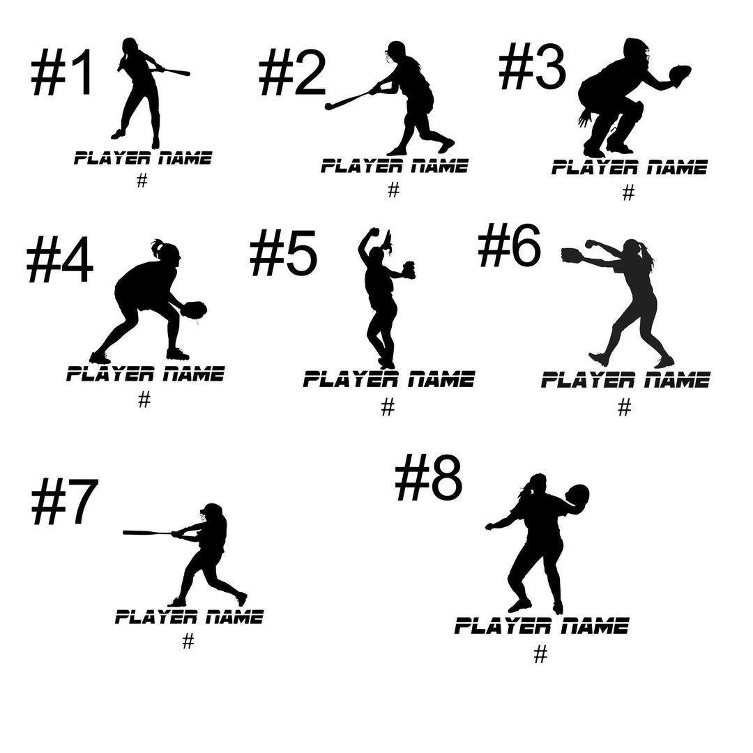 Lady Softball Custom Vinyl Window Decal Sticker Personalize. Pick Your ...