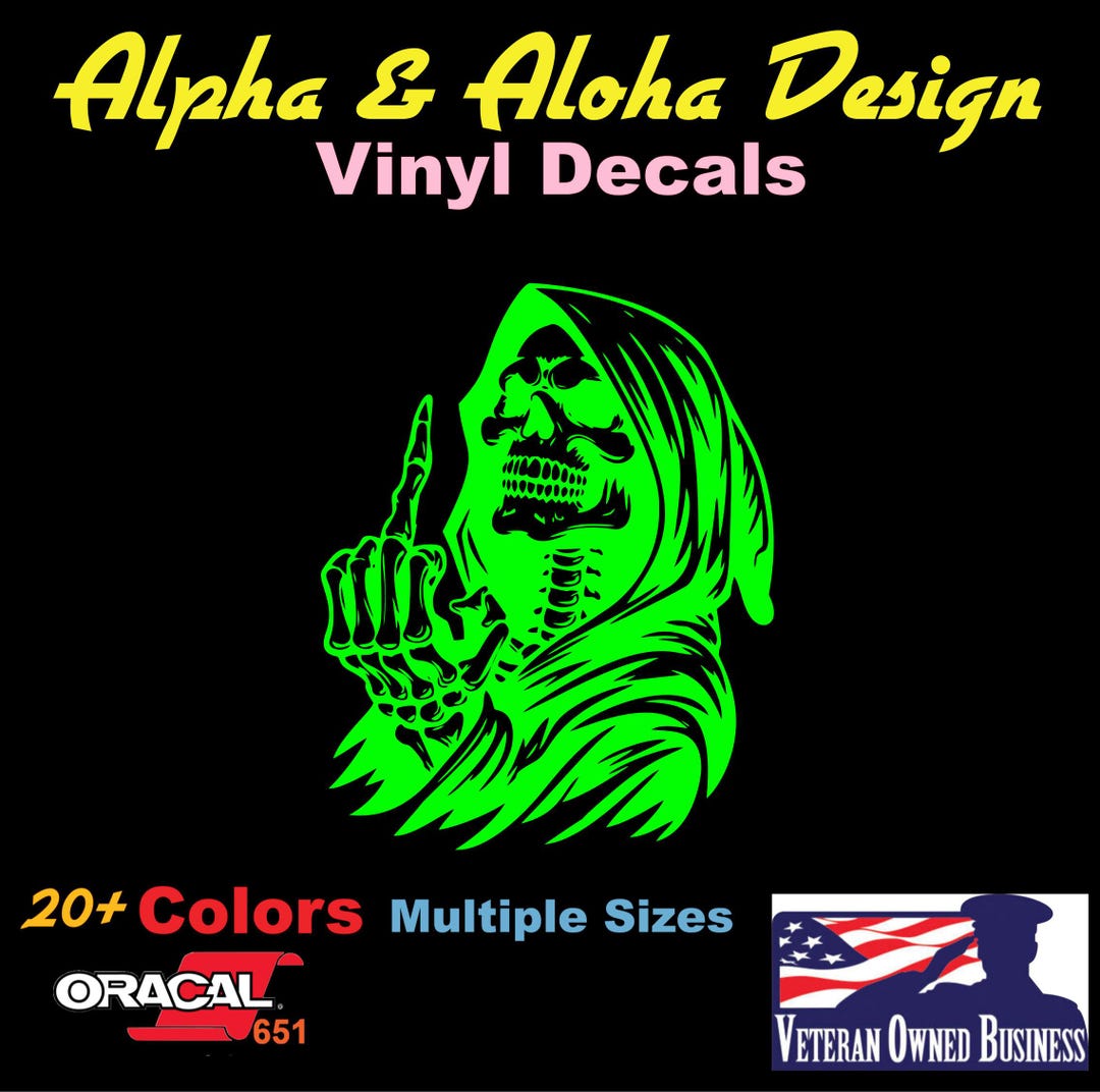 Grim Reaper Middle Finger Vinyl Decal Sticker Car Laptop Multi Color ...