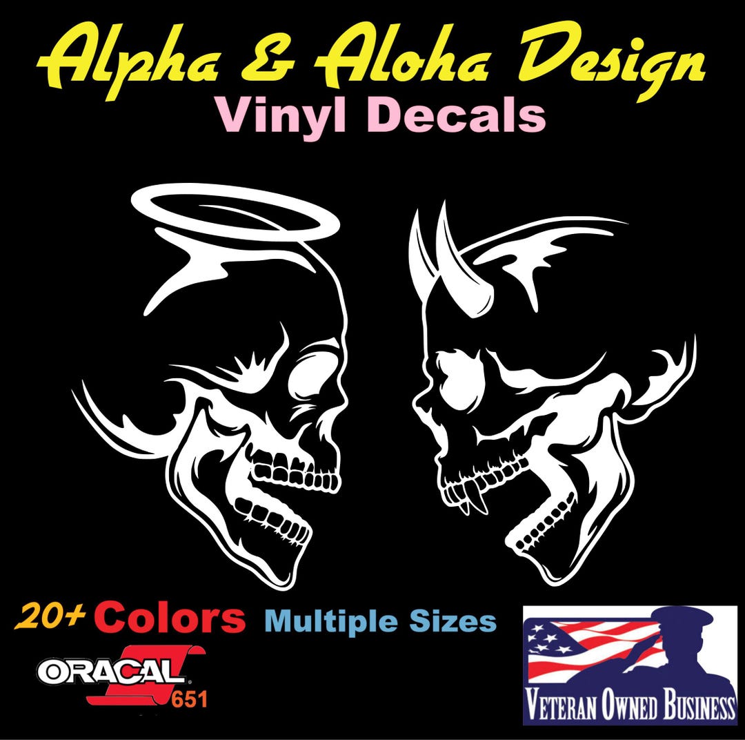 Good Vs Evil Skulls Vinyl Decal Sticker Car Laptop Multi Color and Size ...
