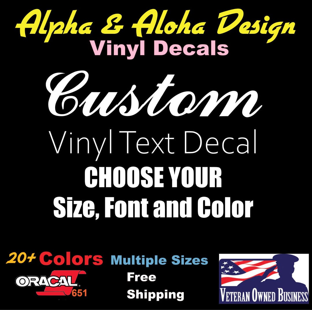 Custom Decals - Choose Your Font, Color, Size - Custom Vinyl Text ...