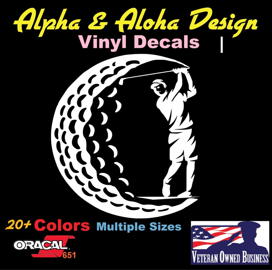 Male Golfer Golf Ball, Vinyl Decal/sticker, Car Decal, Sports Decal ...