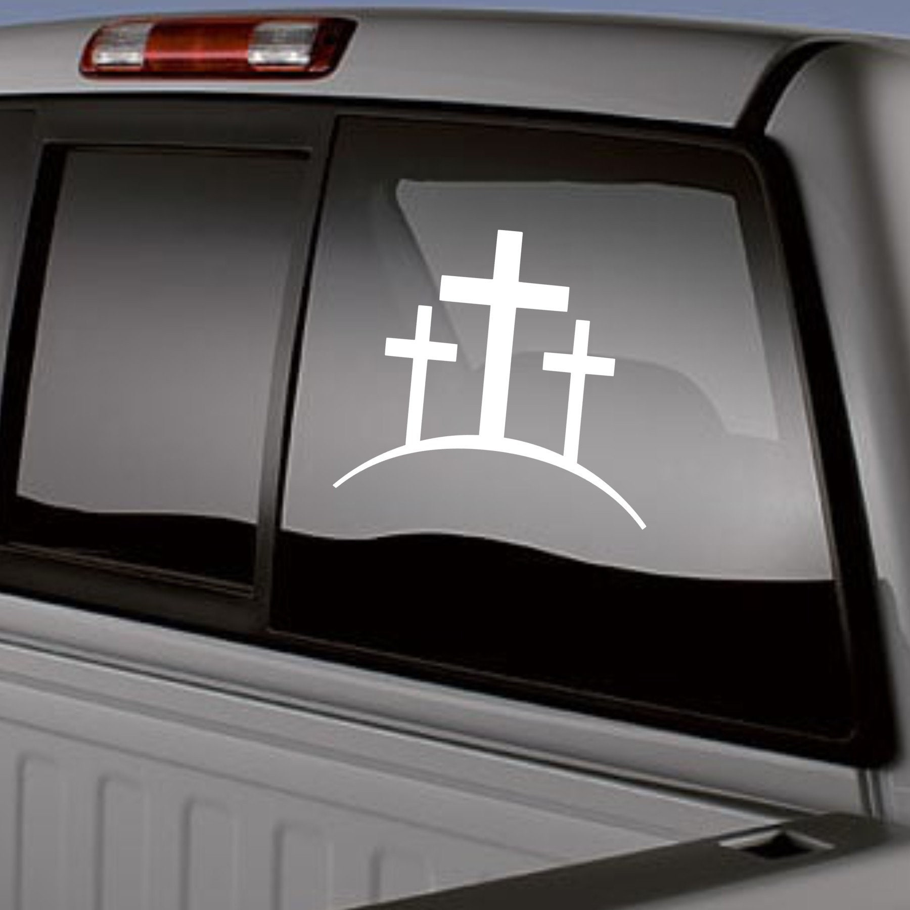 Three Crosses on Hill Decal, Religious Cross Decal, Custom Cross ...