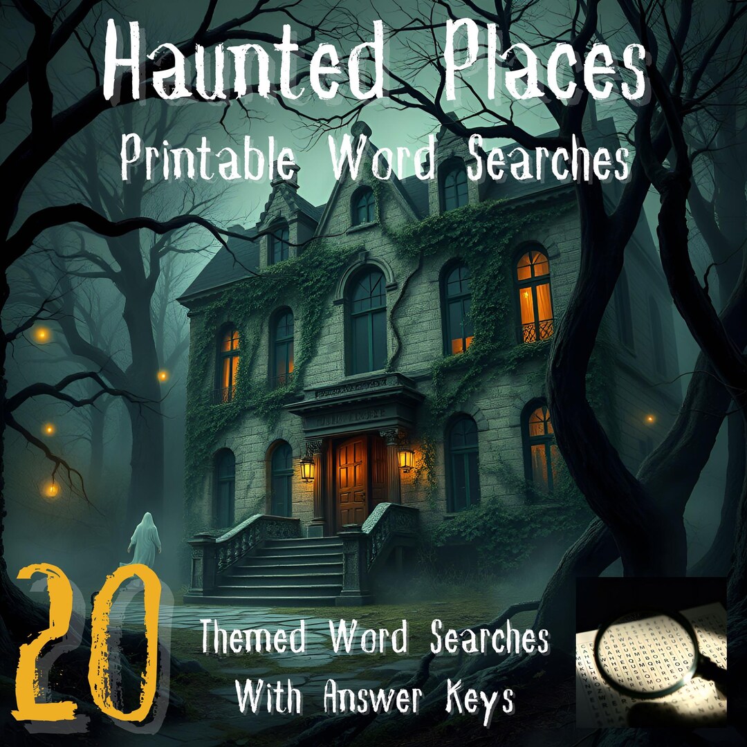 Haunted Places Printable Word Search Puzzles | 20 Spooky Themes ...