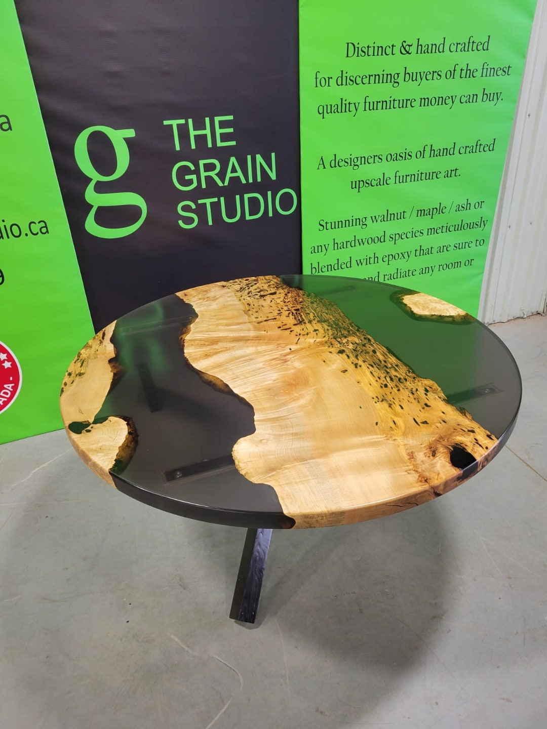 60 Maple Burl Table With Smoke Colour Epoxy - Etsy