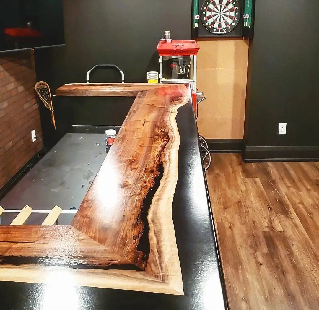 Custom Walnut Black Epoxy Bar Top - Etsy