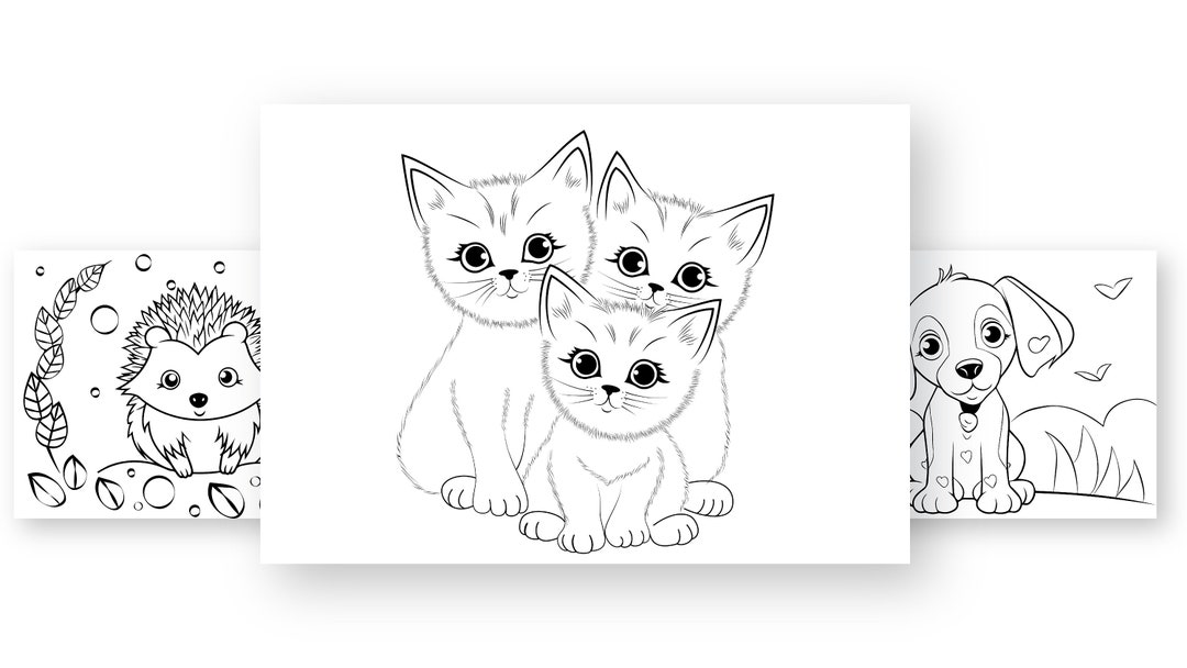 Adorable Animals Coloring Pages Set - Fun and Playful Designs for Kids ...