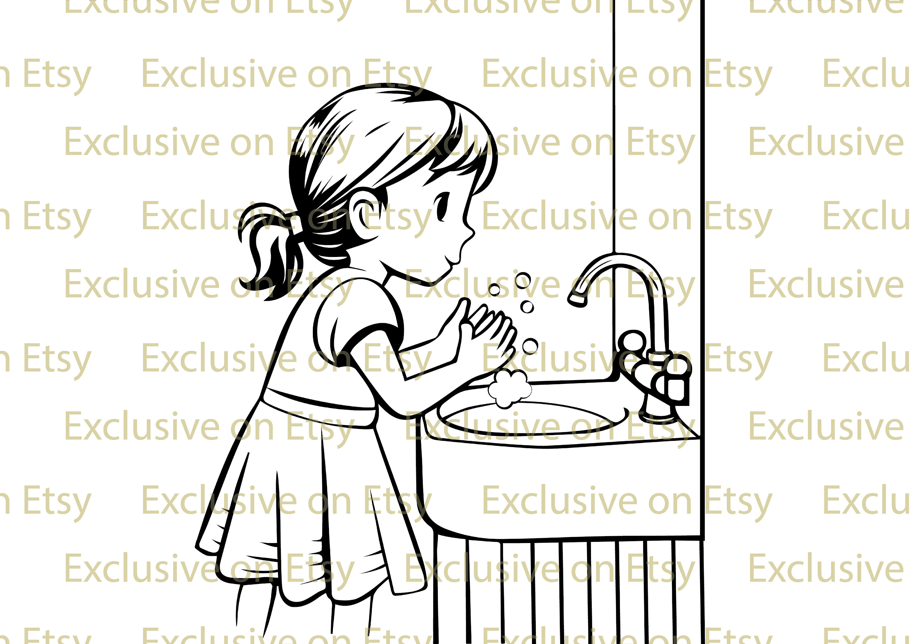 Healthy Habits Coloring Pages Set (3) - Etsy