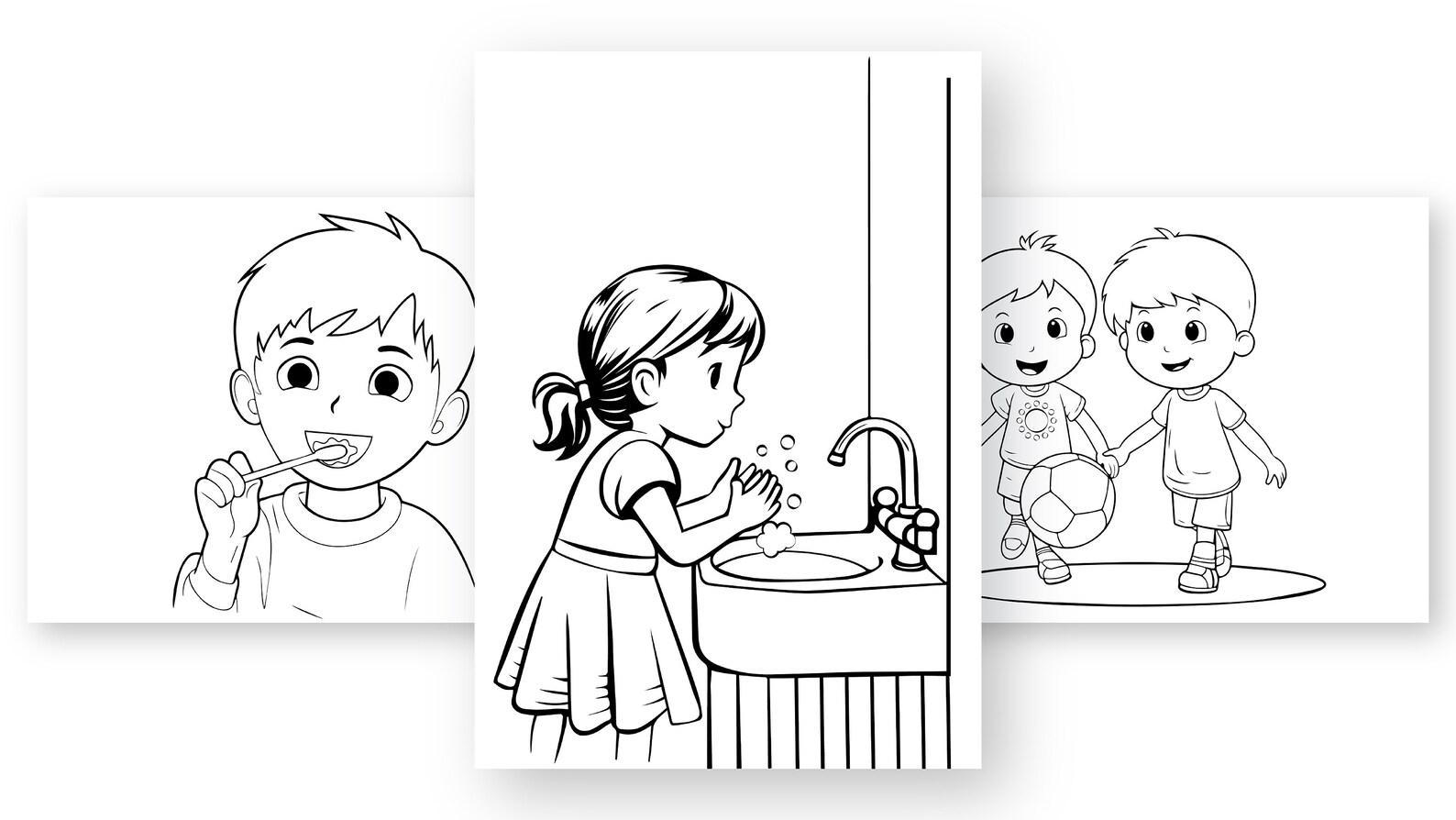 Healthy Habits Coloring Pages Set (3) - Etsy