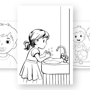 Healthy Habits Coloring Pages Set (3) - Etsy