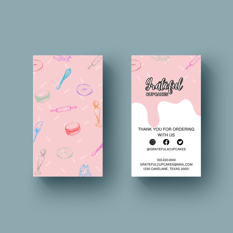 Editable Business Card, Bakery Business Card Template, Modern Card, DIY ...
