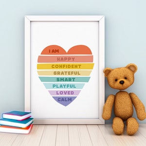Positive Affirmations for Kids, I Am Posters Positive Posters, Playroom ...