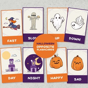 Halloween Opposite Flashcards, Montessori Homeschool Flashcards ...
