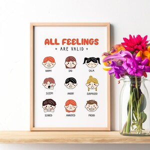 Feelings Chart for Kids, Emotions Print, Educational Wall Art ...