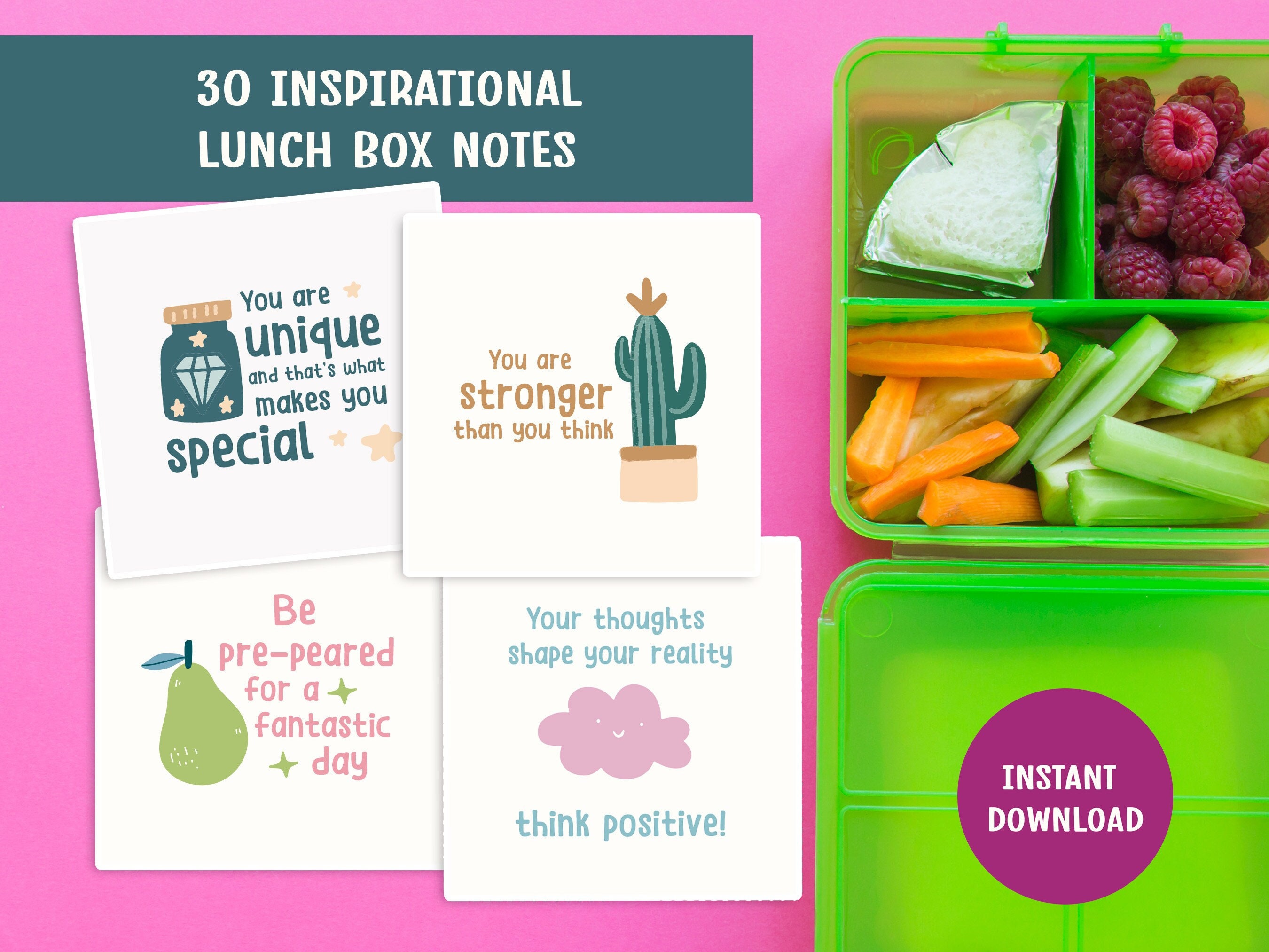 Printable Lunchbox Notes, Inspirational Lunch Box Cards for Kids ...