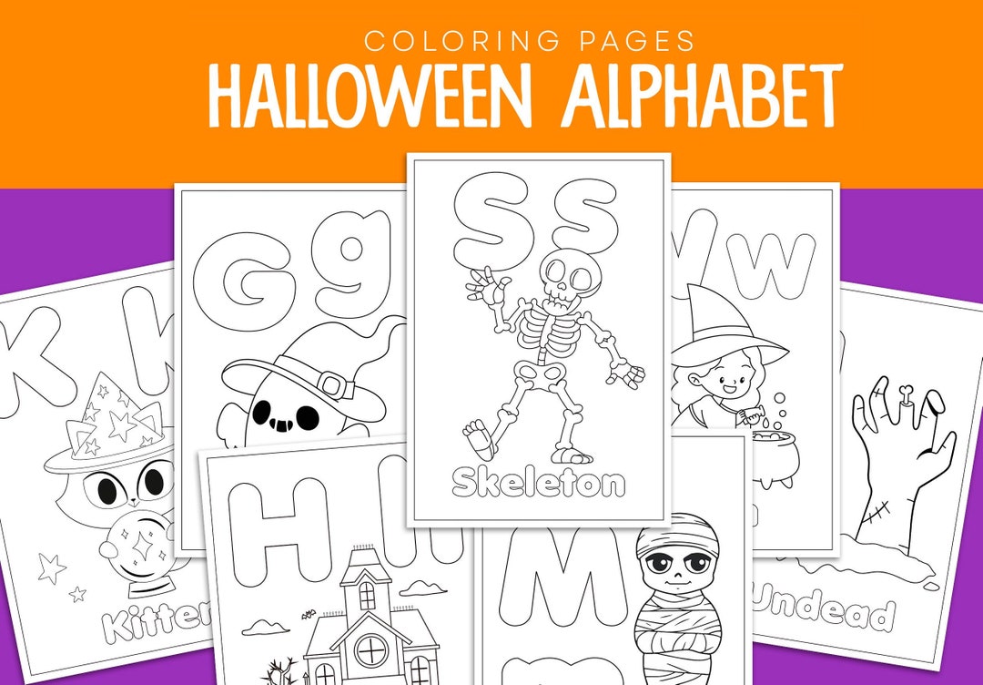 Halloween Alphabet Coloring Pages, ABC Worksheets, Preschool Printables ...