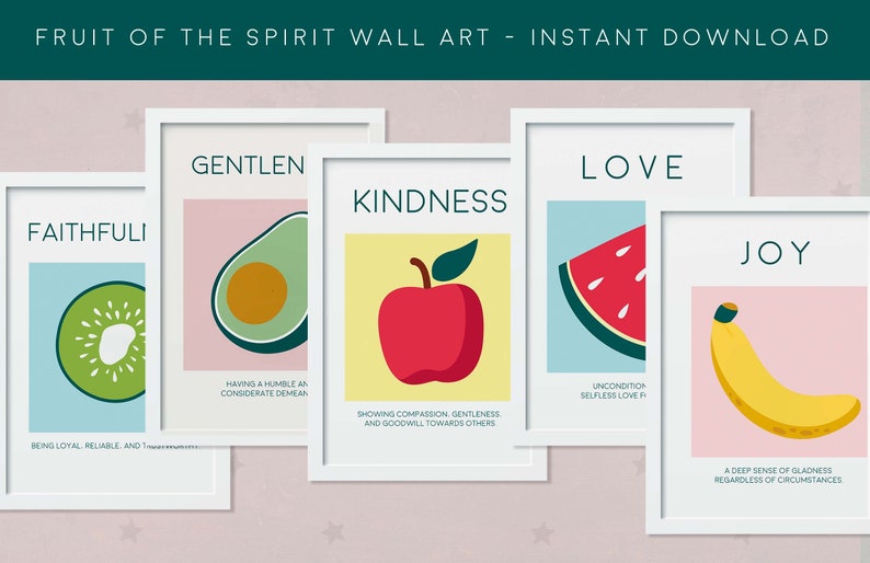 Fruit of Spirit Printable Wall Art Kids, Bible Verse, Christian Posters ...